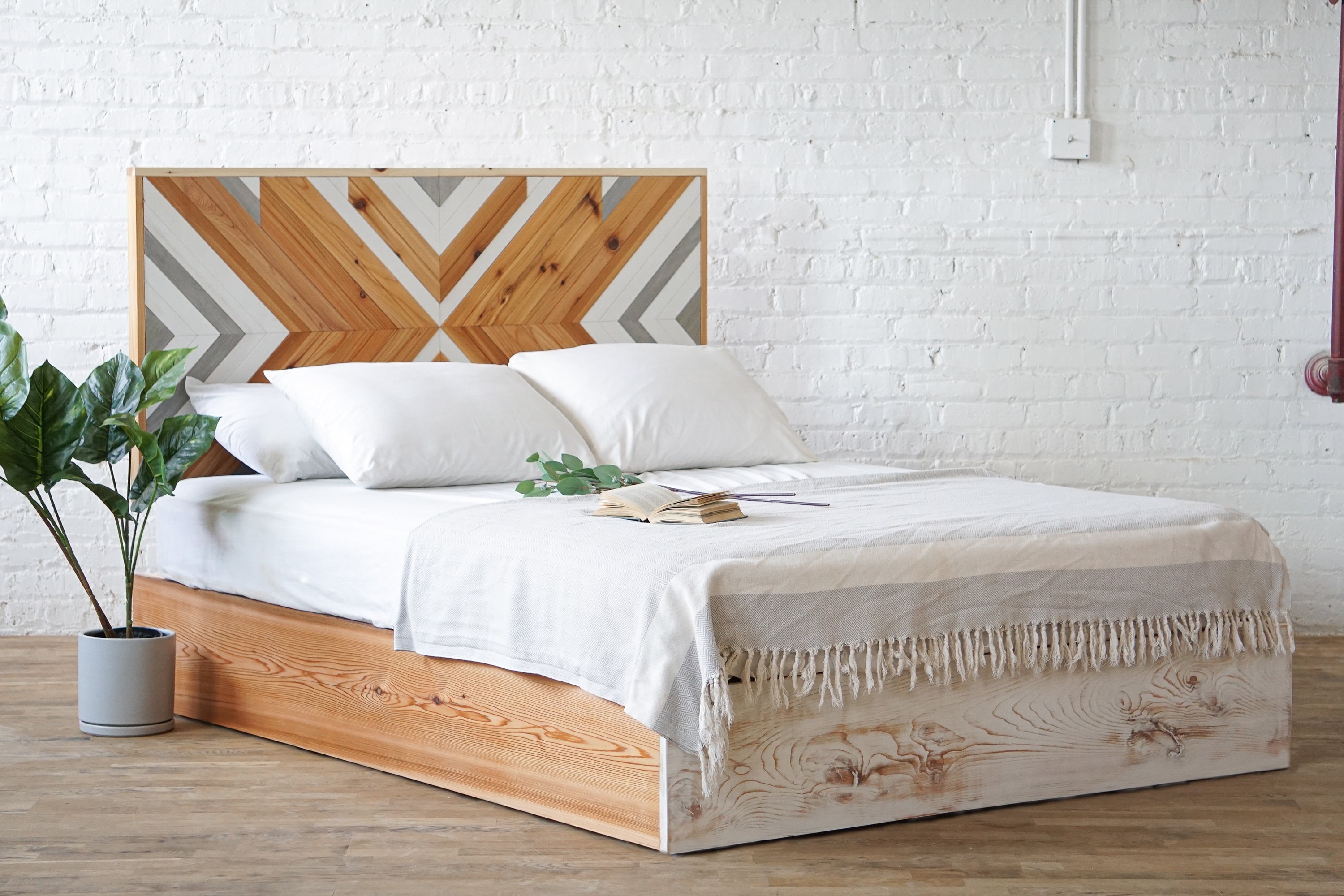 Tall wood bed frame queen store
