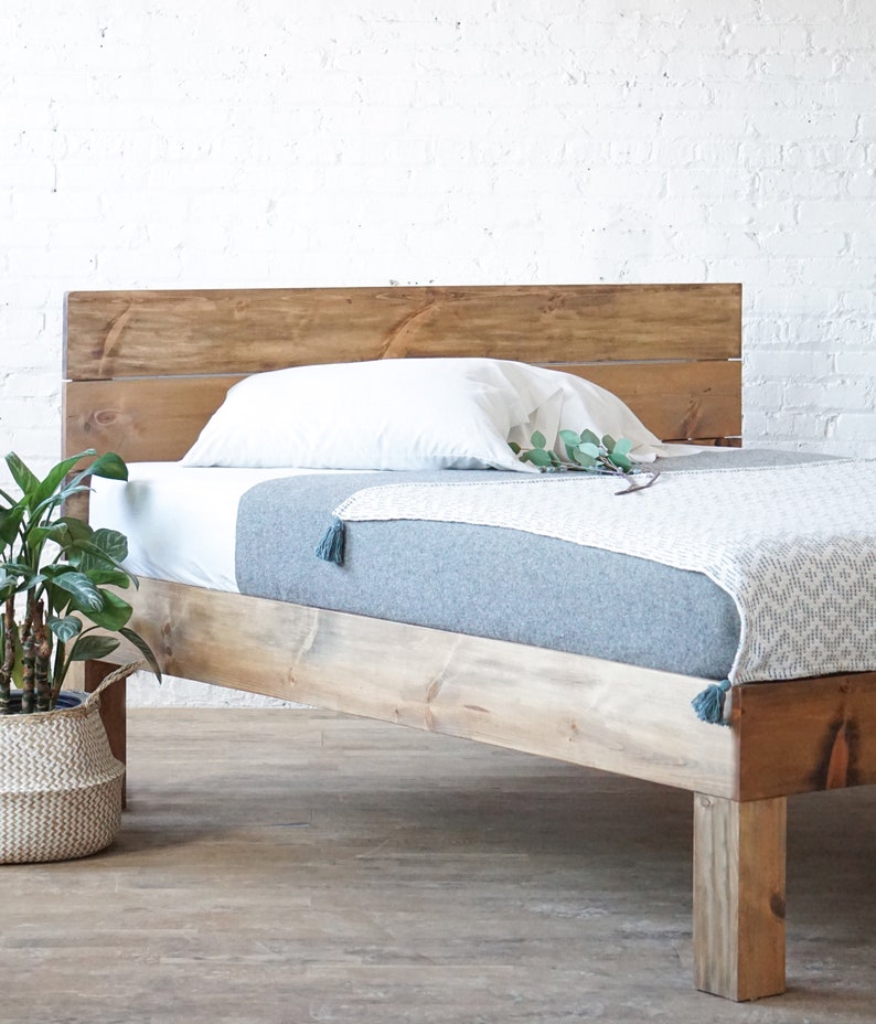 Plank Standing Platform Rustic Modern Platform Bed Frame and - Etsy