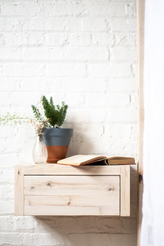 Whitewashed Floating Drawer Table End Table Nightstand or Shelf Handmade in USA Etsy UK
