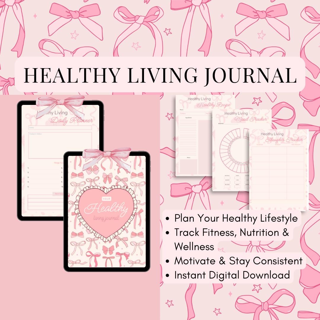 Coquette Aesthetic Healthy Lifestyle Planner | Instant Digital Download ...