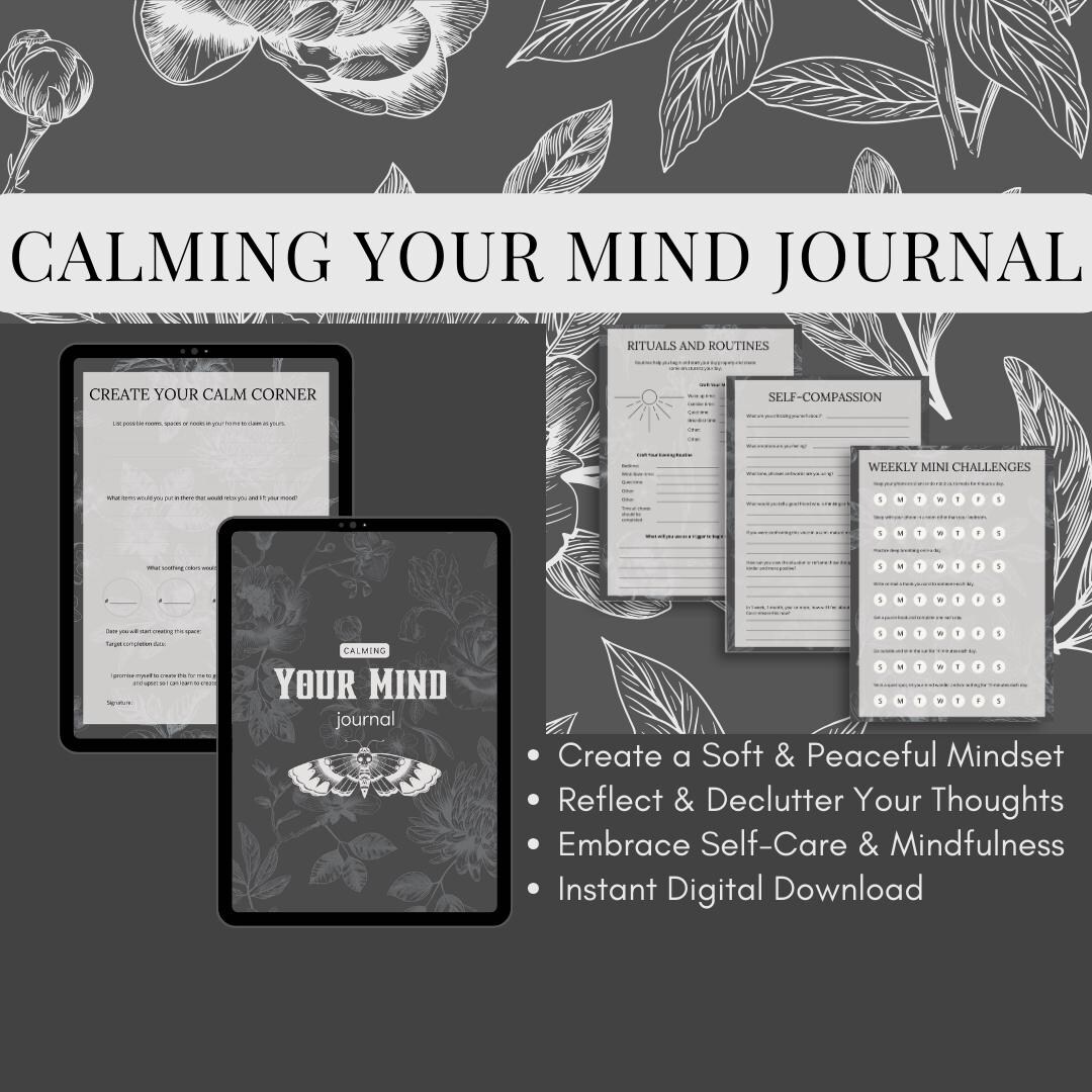 Gothic Rose Calming Your Mind Journal | Instant Digital Download | Self ...