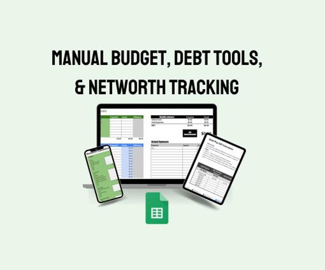 Manual Budgeting, Debt and Net Worth Tracker - Google Sheets - Etsy