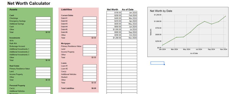 Manual Budgeting, Debt and Net Worth Tracker - Google Sheets - Etsy