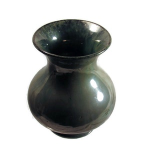 Rare Fulper Pottery Bulbous Vase Unique Green Flambe Glaze MINT ...