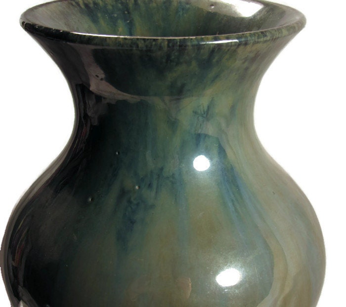 Rare Fulper Pottery Bulbous Vase Unique Green Flambe Glaze MINT ...