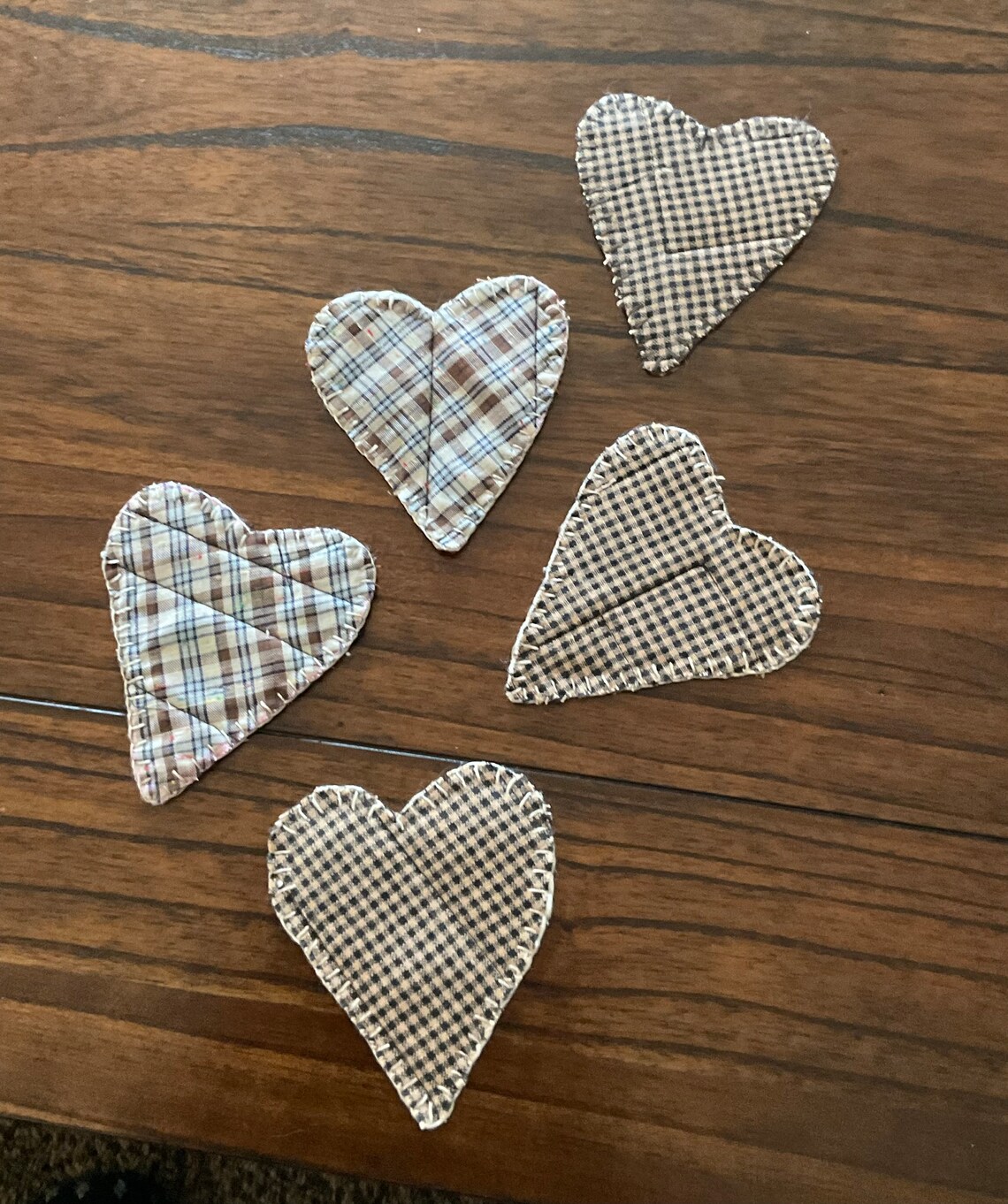 Patchwork Hearts/primitive/plaid/bowl Filler/ornament/handmade/homespun ...