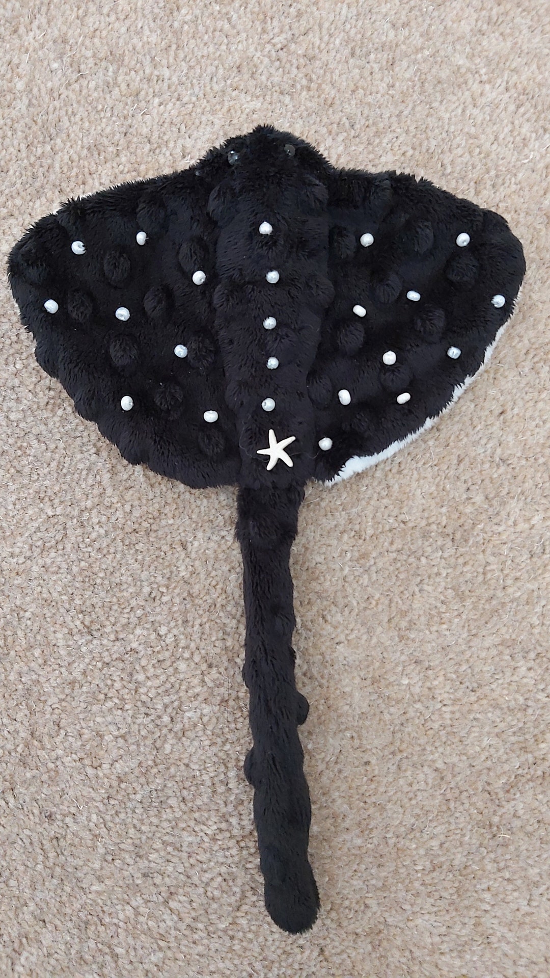 Handmade Soft Plush Sea Pancake Stingray Beaded Shannon Black White - Etsy