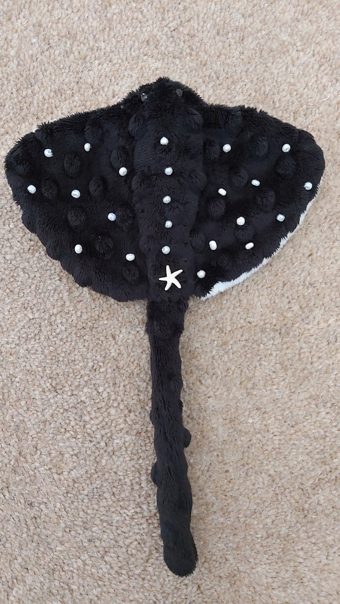 Handmade Soft Plush Sea Pancake Stingray Beaded Shannon Black White - Etsy