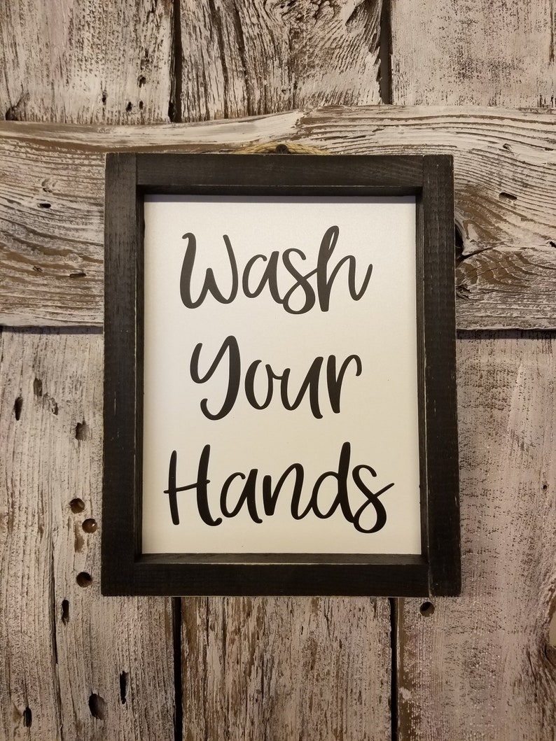 Wash Your Hands Framed Sign Cute Bathroom Decor Sign | Etsy