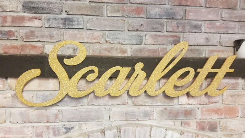 Baby Name Sign Gold Glitter Name Nursery Wall Art Scarlett - Etsy