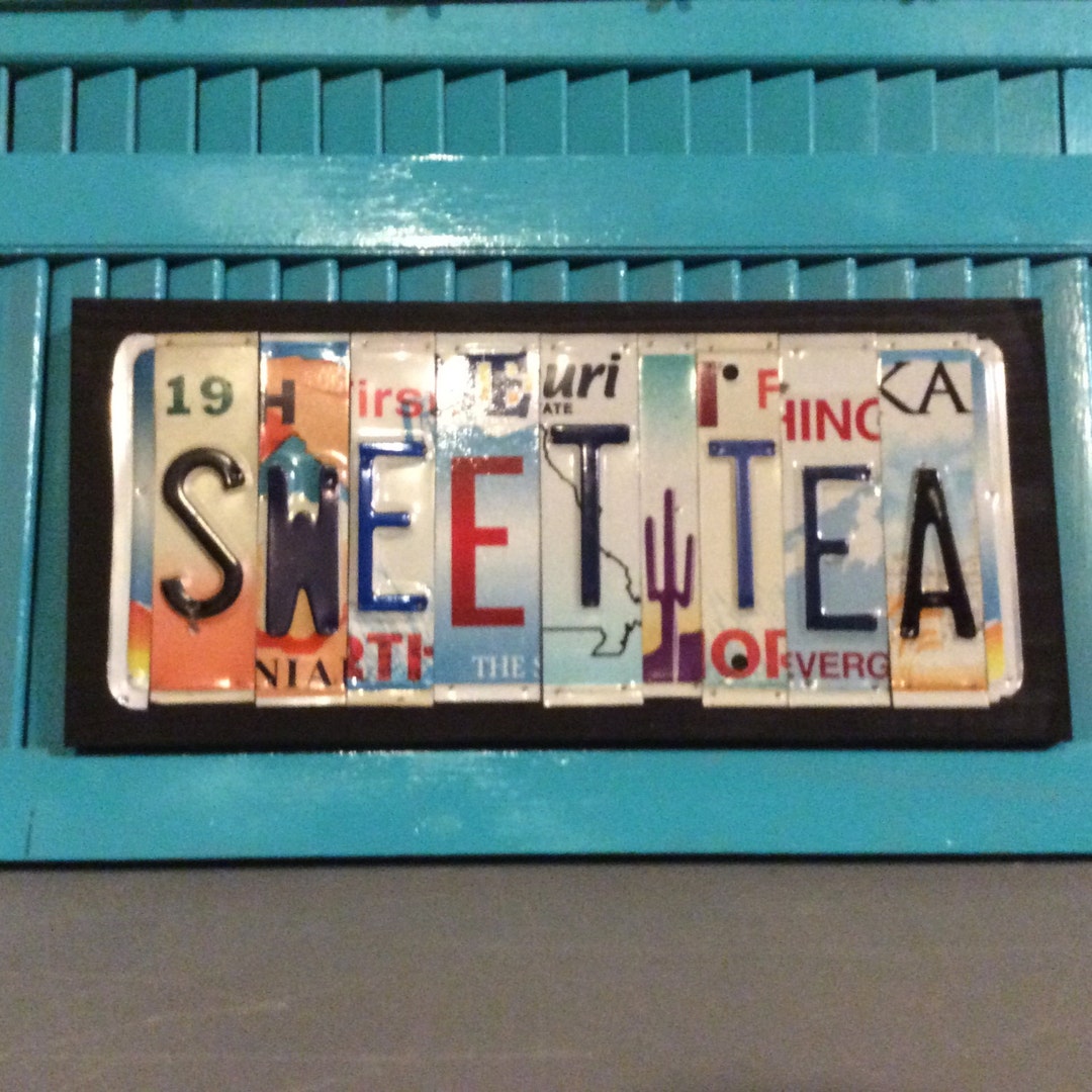 License Plate Sign License Plate Letter Art Picture Home Deco SWEET TEA ...