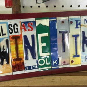 License Plate Sign License Plate Letter Art Picture Home Deco WINE TIME ...