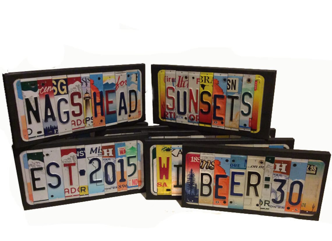 License Plate Sign License Plate Letter Art Picture Home Deco | Etsy
