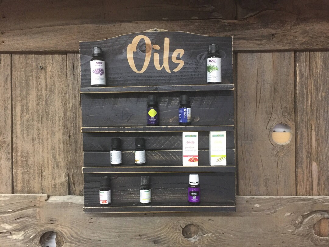 Essential Oils Shelf, Oils Rack, Essential Oil Rack, Rustic Rack ...