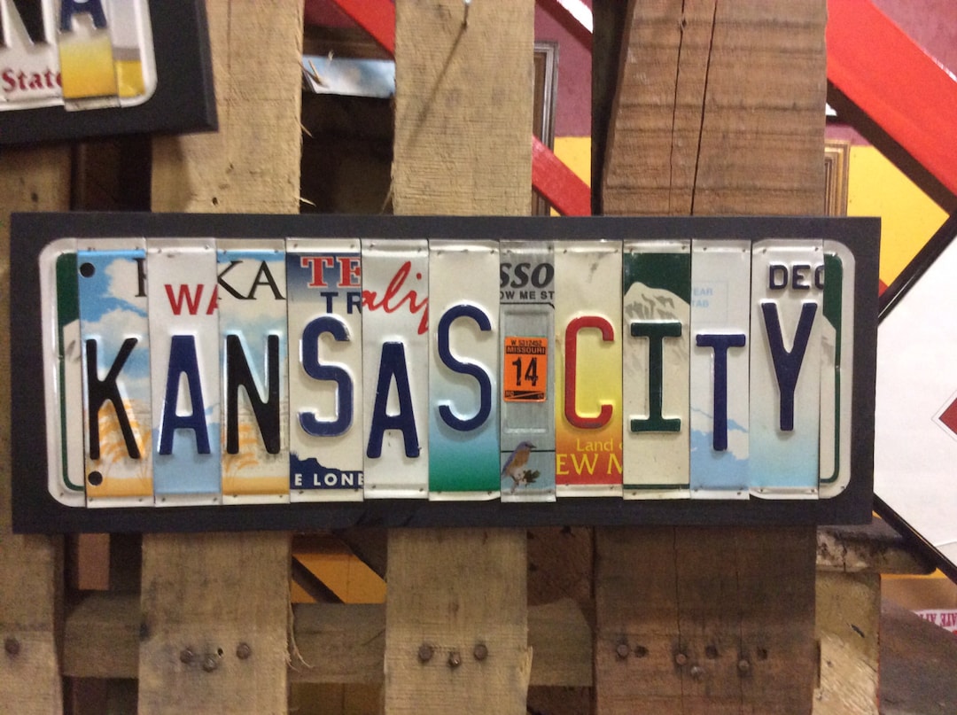 License Plate Sign License Plate Letter Art Picture Home Deco Kansas ...