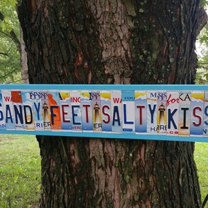 Sandy Feet Salty Kisses License Plate Letter Sign Unique and Fun Wood ...
