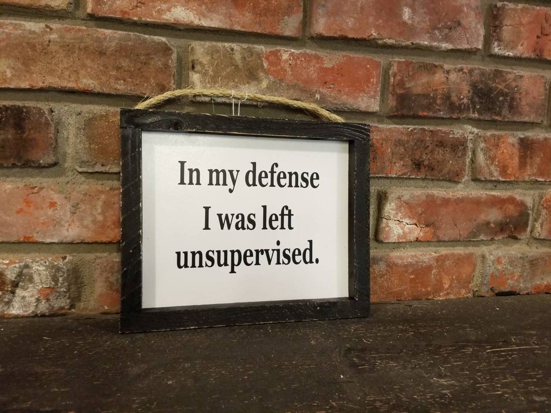 In My Defense I Was Left Unsupervised Sign Funny Saying, Life Sign ...