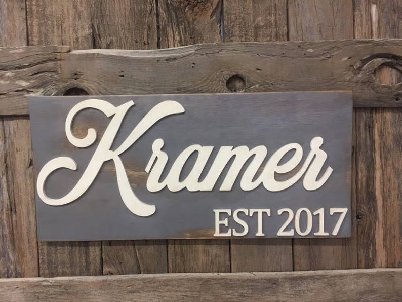 Wedding Name Sign Wedding Gift Anniversary Gift Est 2017 Etsy