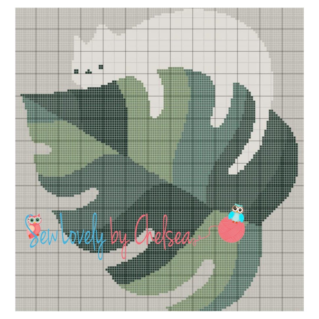 Cat on Monstera Graphghan Pattern Blanket Single Crochet Graph WITH ...
