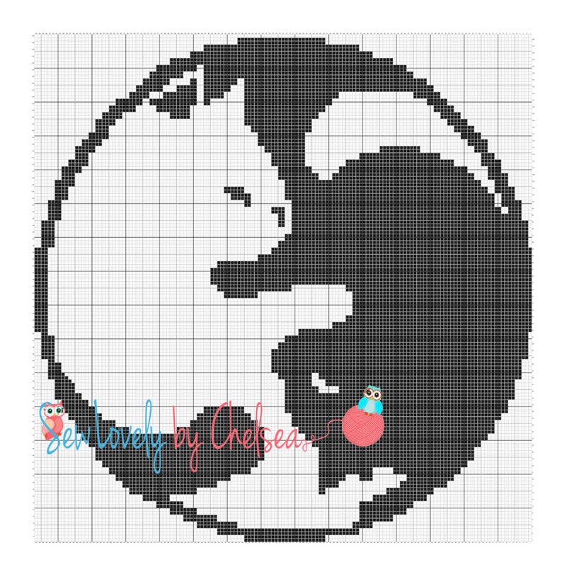 Cat Ying Yang Graphghan Pattern Blanket Single Crochet Graph - Etsy