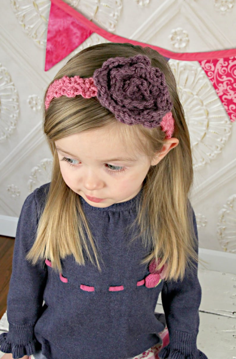 Spring Girl Crochet Headband With Large Flower, Any Color, Newborn to ...