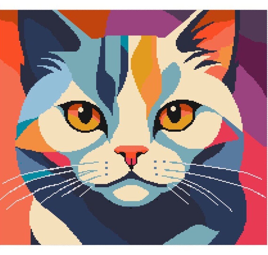 Mosaic Cat Graphghan Pattern Blanket Single Crochet Graph WITH WRITTEN ...