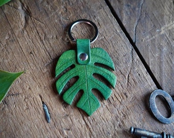 Leather Leaf Keychain - Etsy