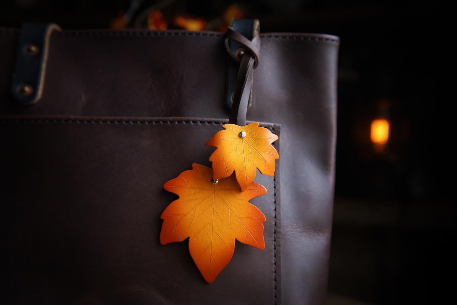 Maple Leaf Leather Bag Charm / Fall Gift Ideas / Cute Purse Accessories ...
