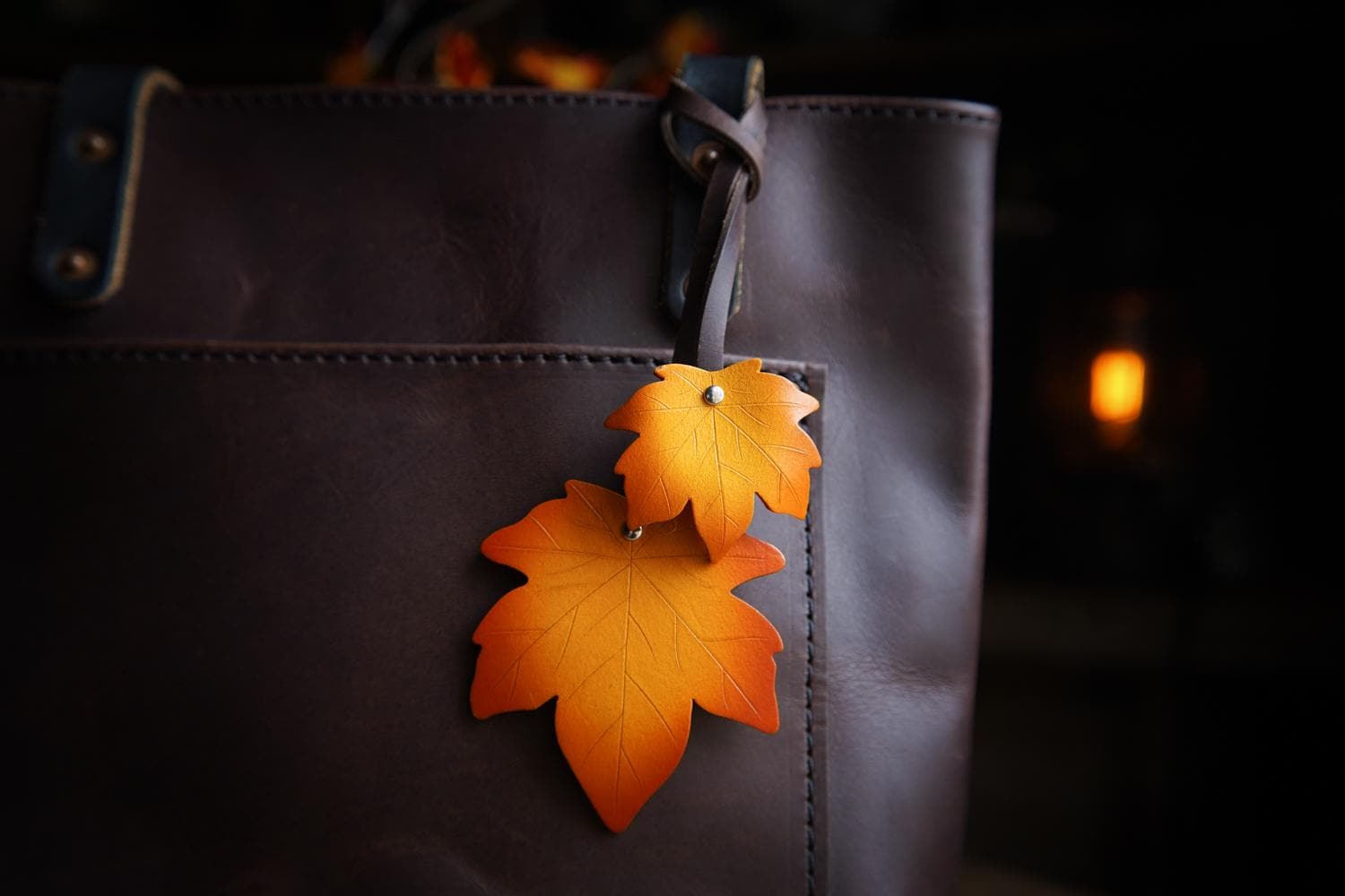 Maple Leaf Leather Bag Charm / Fall Gift Ideas / Cute Purse Accessories ...