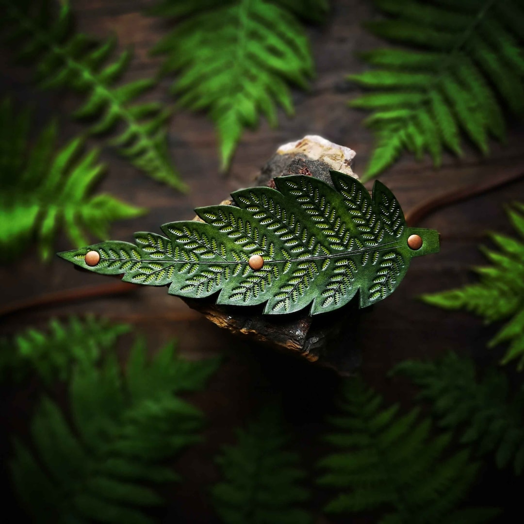 Leather Ostrich Fern Head Band / Botanical Fantasy Woodland Hair Piece ...