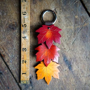 Fall Leather Maple Leaf Bag Charm | Handmade Autumn Leaf Keychain ...