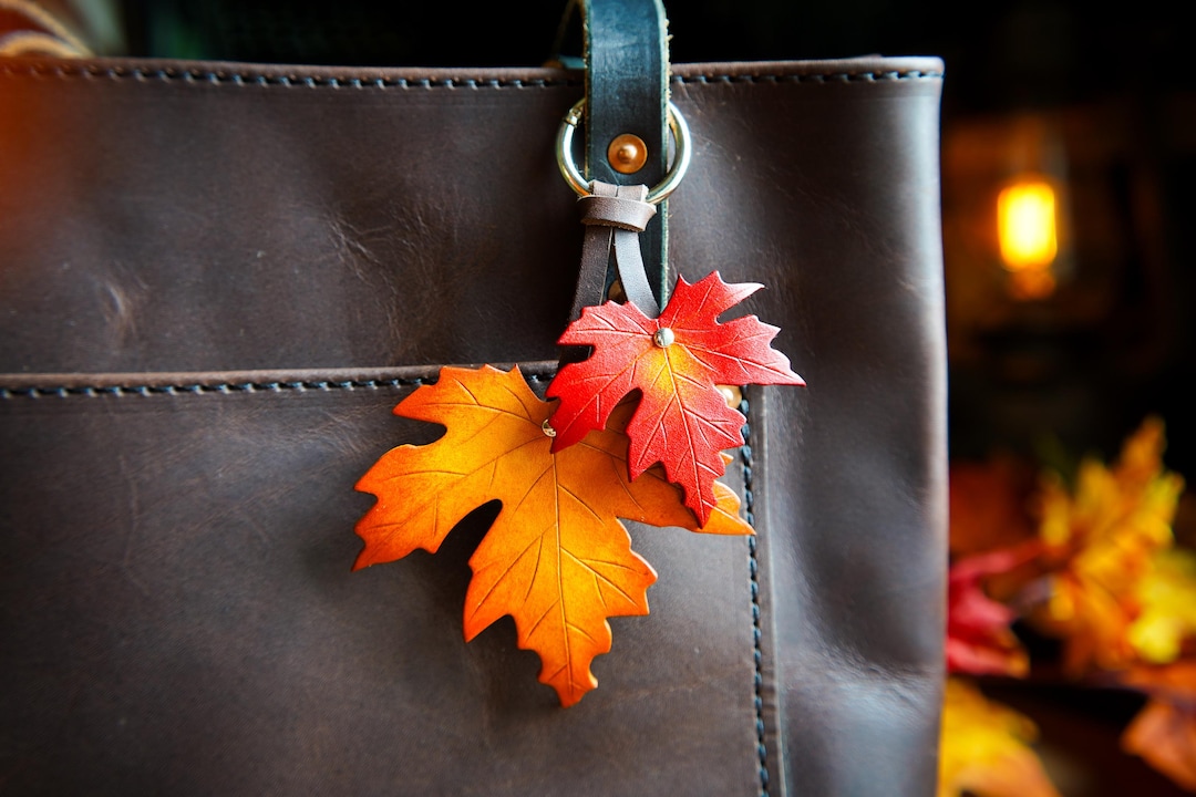 Sugar Maple Leaf Leather Bag Charm/ Fall Purse Flair / Pick Your Color ...
