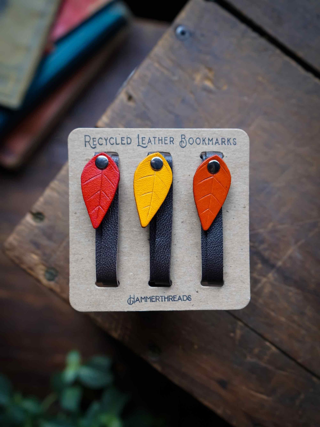 Leather Bookmark GIFT SET - Fall Leaf / Handcrafted Book Accessories ...