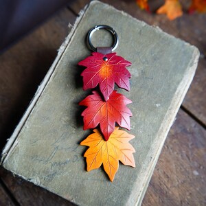 Fall Leather Maple Leaf Bag Charm | Handmade Autumn Leaf Keychain ...