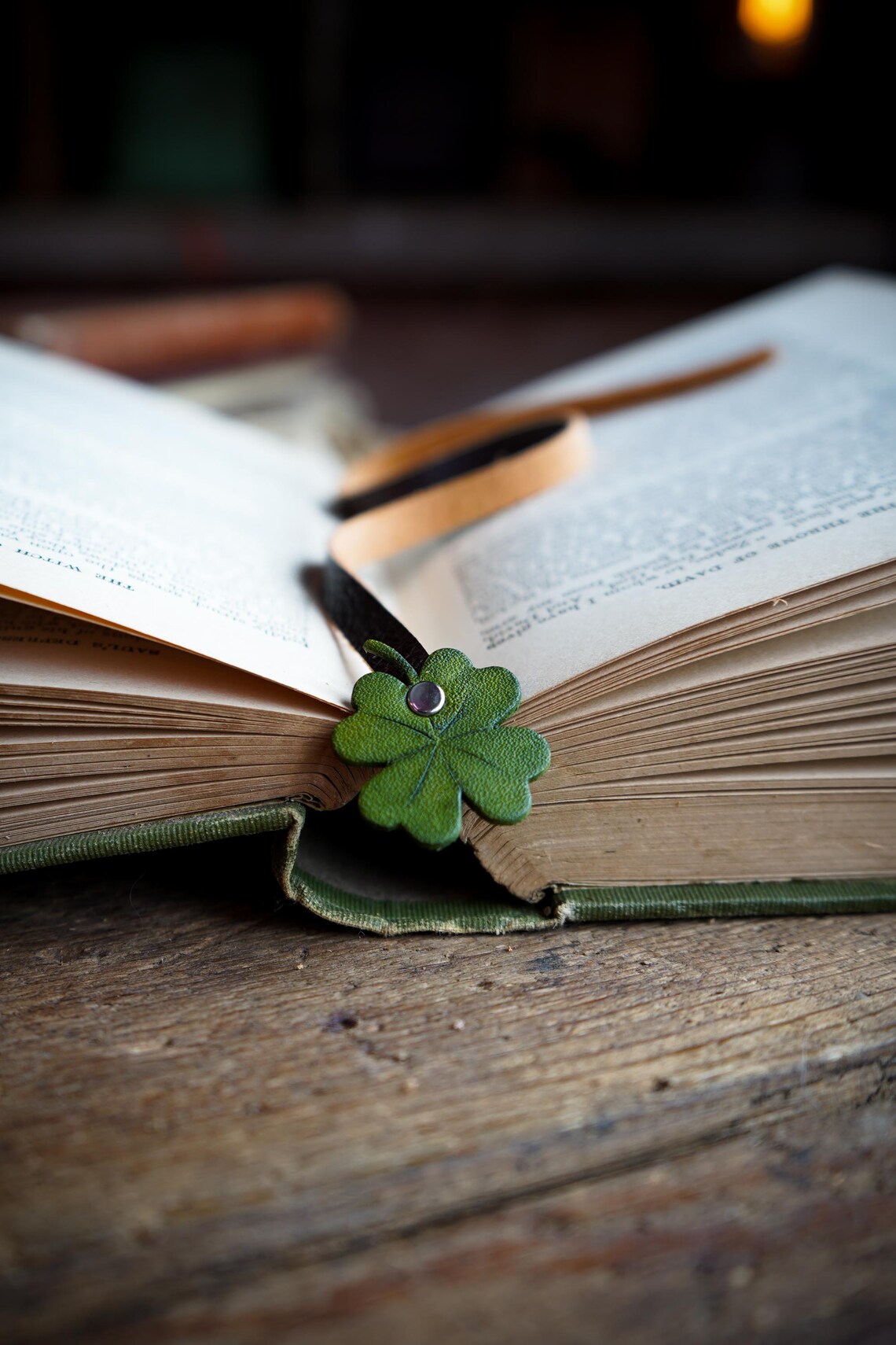 Four Leaf Clover Leather Bookmark / Recycled Materials / | Etsy