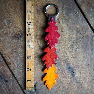 Fall Leather Oak Leaf Bag Charm Handmade Autumn Leaf Keychain ...