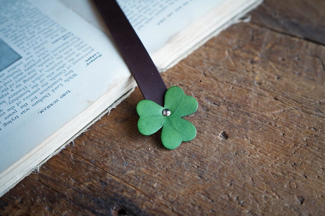Personalized Leather Shamrock Bookmark / Custom Engraved Book Lover ...