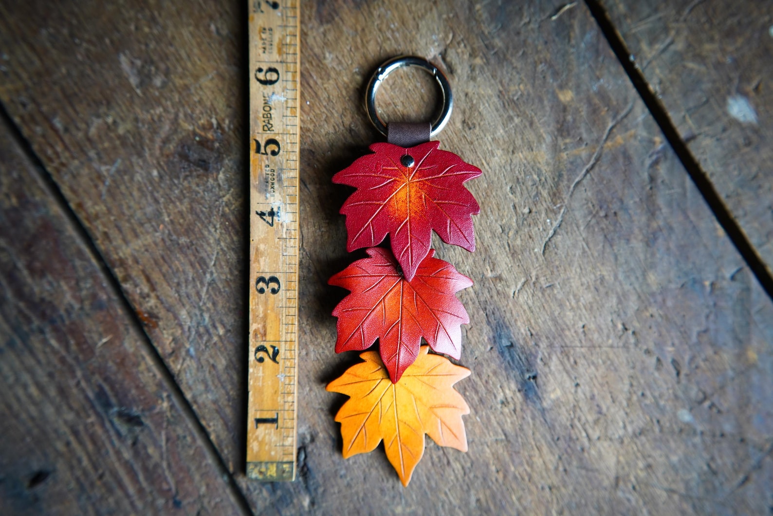 Fall Leather Maple Leaf Bag Charm | Handmade Autumn Leaf Keychain ...