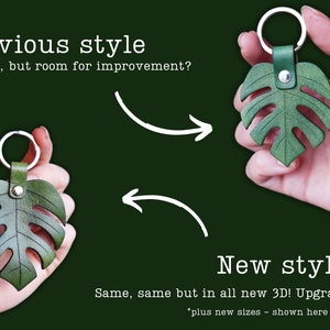 Monstera Leaf Leather Keychain Small / Gift Ideas / Cute Boho Key ...