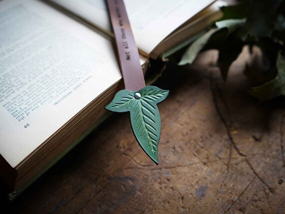 Personalized Leather Elven Leaf Bookmark / Recycled Materials - Etsy