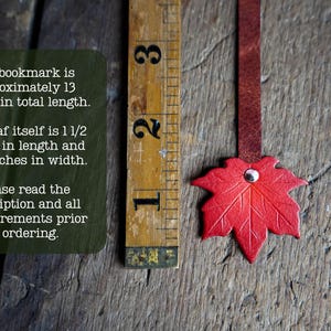 Maple Leaf Bookmark/ Recycled Leather / Fall Colors / Handcrafted ...