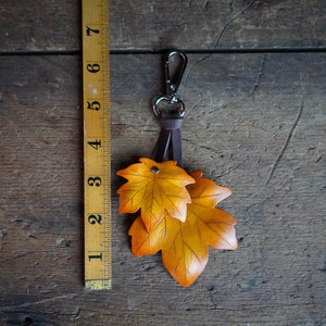 Maple Leaf Leather Bag Charm Keychain Custom Colors / Fall Gift Ideas ...