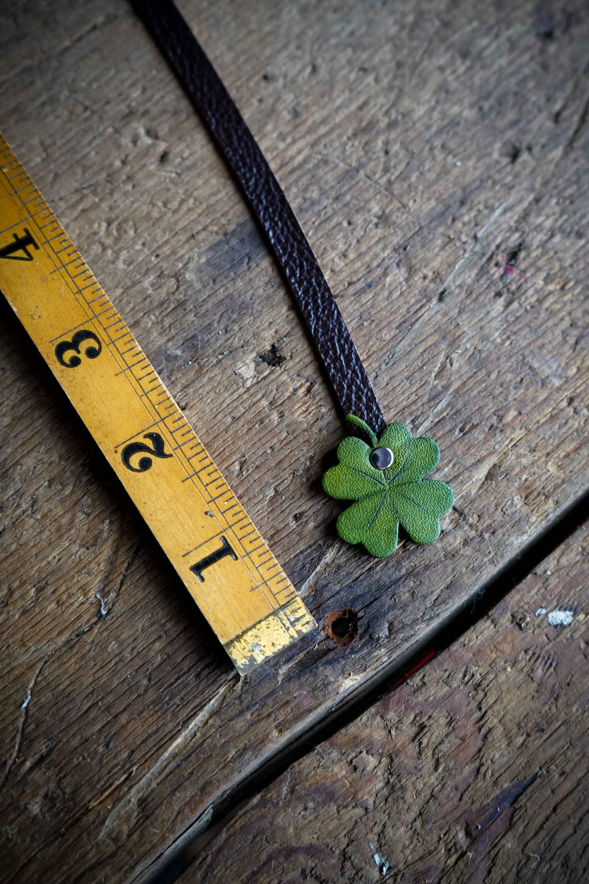 Four Leaf Clover Leather Bookmark / Recycled Materials / | Etsy