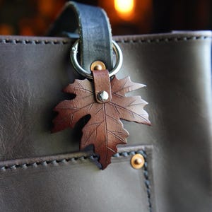 Maple Leaf Leather Bag Charm / Purse or Tote Flair / Fall Keychain ...