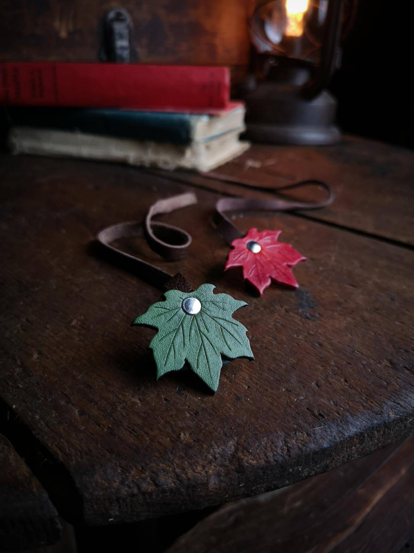 Maple Leaf Bookmark/ Recycled Leather / Fall Colors / - Etsy