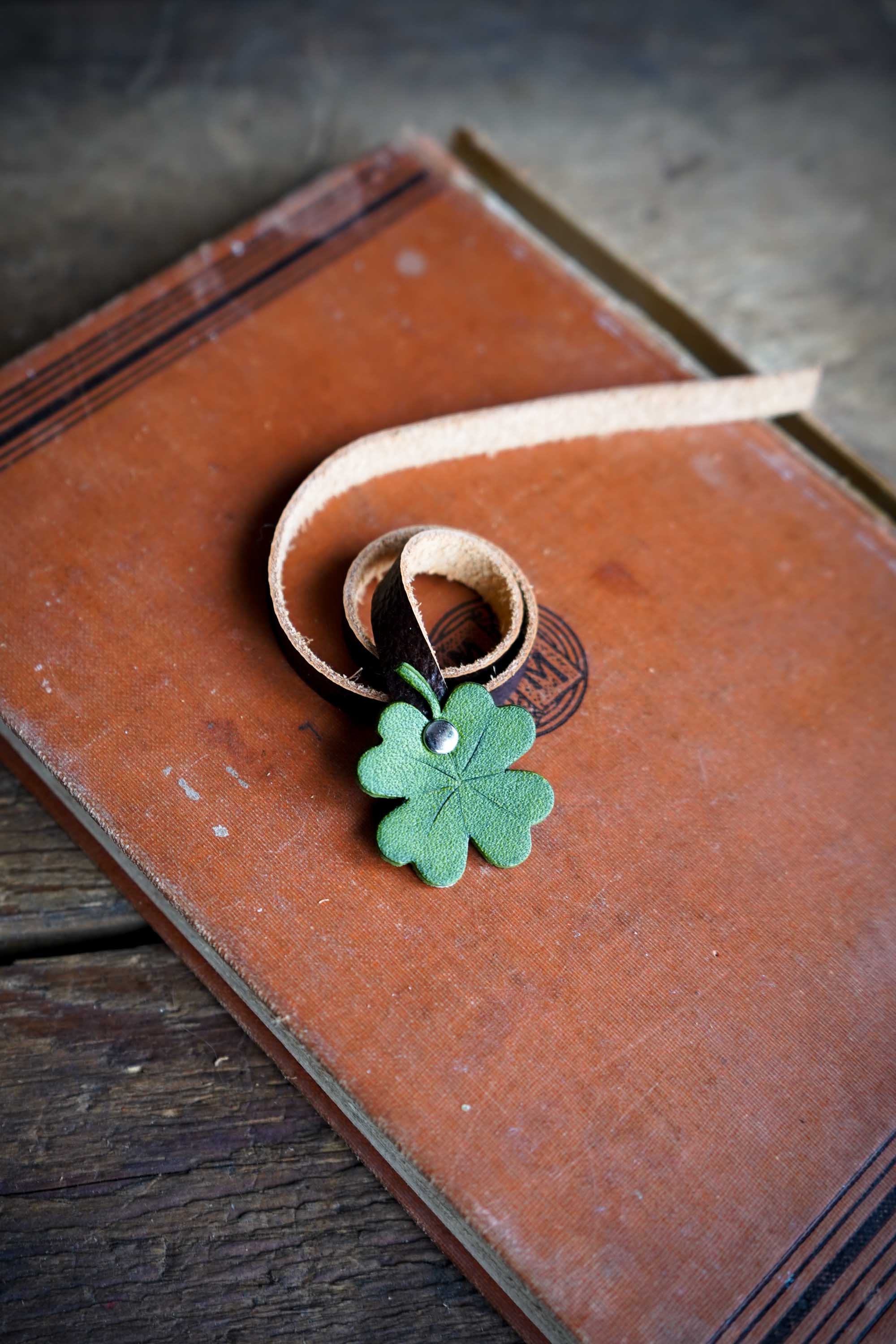 Four Leaf Clover Leather Bookmark / Recycled Materials / | Etsy
