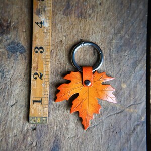 Maple Leaf Leather Bag Charm / Purse or Tote Flair / Fall Keychain ...