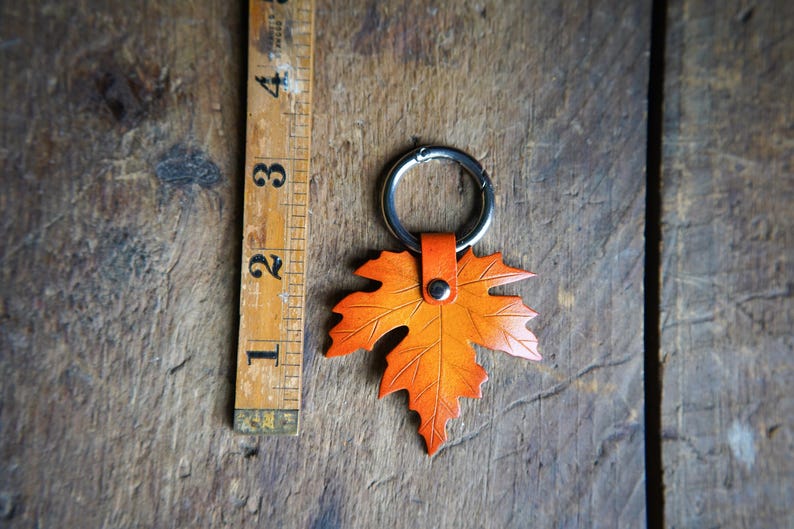Maple Leaf Leather Bag Charm / Purse or Tote Flair / Fall Keychain ...