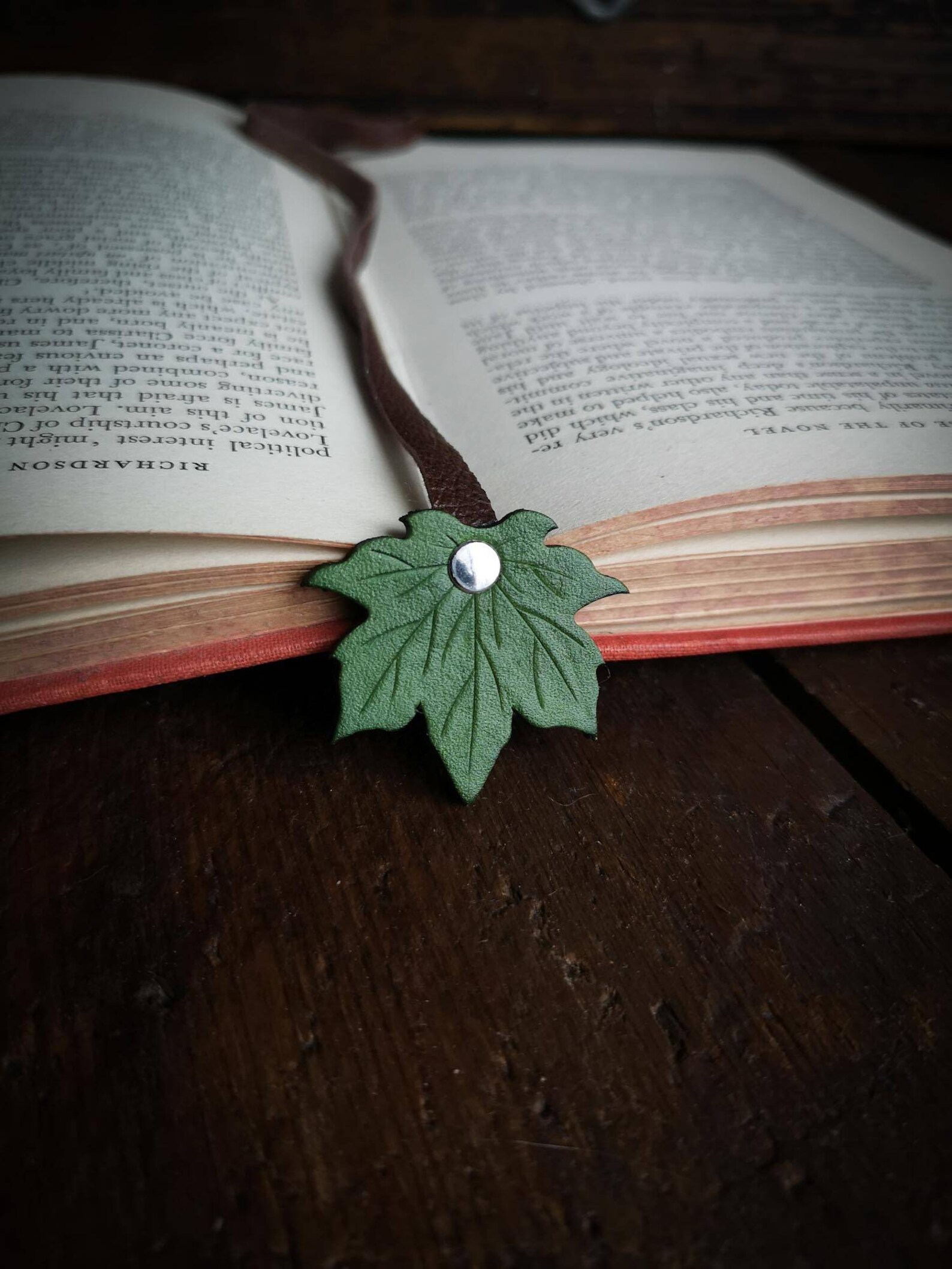 Maple Leaf Bookmark/ Recycled Leather / Fall Colors / - Etsy
