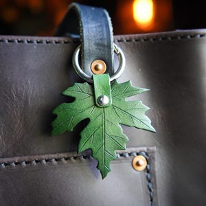 Maple Leaf Leather Bag Charm / Purse or Tote Flair / Fall Keychain ...
